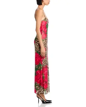 Aqua Mesh Maxi Dress - Leopard Florals
