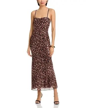 Aqua Mesh Maxi Dress - Leopard