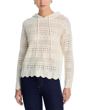 Bloomingdale'S Pointelle Hoodie Sweater - Ivory