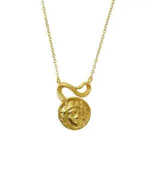 OTTOMAN HANDS Gorgon Medusa Pendant Necklace - Gold
