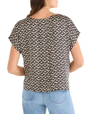 NIC+ZOE Lacy Diamonds Day Gloss Woven Tee - Black Multi