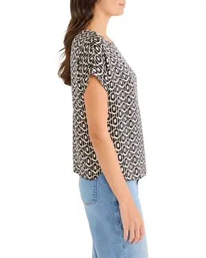 NIC+ZOE Lacy Diamonds Day Gloss Woven Tee - Black Multi