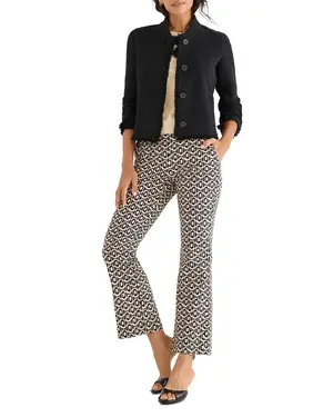 NIC+ZOE Lacy Diamonds Plaza Demi Bootcut Pants - Black Multi