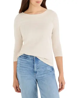 NIC+ZOE 3/4 Sleeve Ballet Boat Neck Tee - Coconut