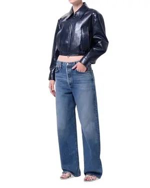 AGOLDE Nahla Cropped Jacket - Navy