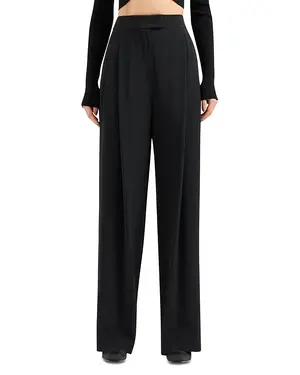 Emporio Armani Pleated Waist Satin Trousers - Black