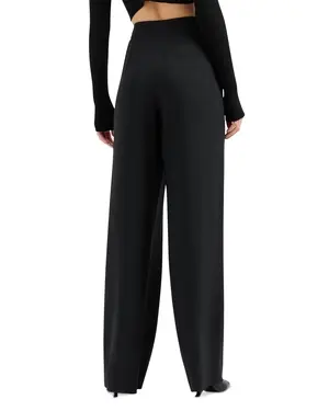 Emporio Armani Pleated Waist Satin Trousers - Black