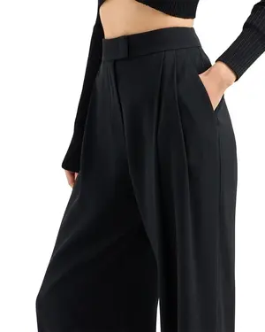 Emporio Armani Pleated Waist Satin Trousers - Black