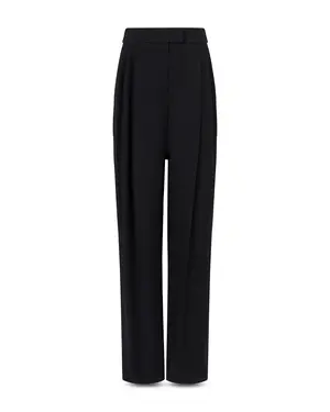 Emporio Armani Pleated Waist Satin Trousers - Black