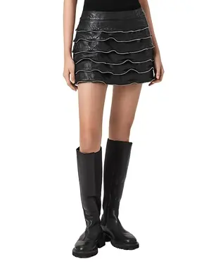ALLSAINTS Emara Lea Leather Mini Skirt