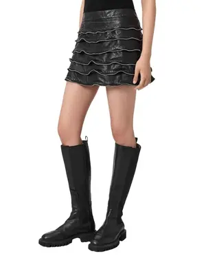 ALLSAINTS Emara Lea Leather Mini Skirt