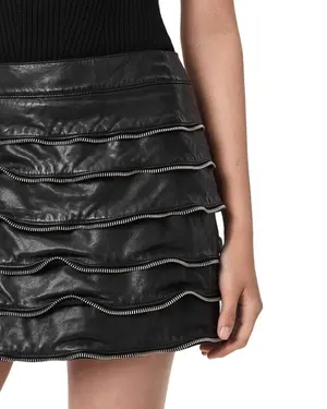ALLSAINTS Emara Lea Leather Mini Skirt