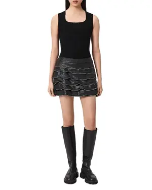 ALLSAINTS Emara Lea Leather Mini Skirt