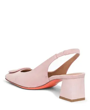 Santoni Suede Slingback With Block Heel - Pink