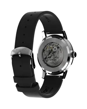 Timex® X Peanuts Marlin Automatic Leather Strap Watch, 40mm