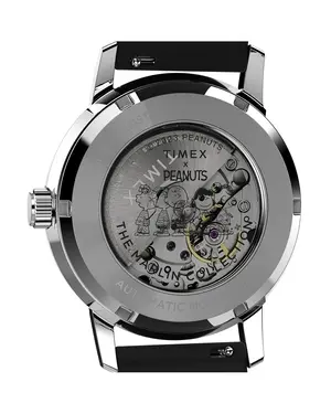 Timex® X Peanuts Marlin Automatic Leather Strap Watch, 40mm