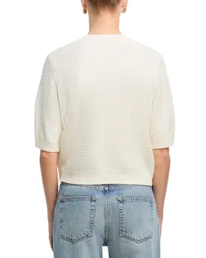 ANINE BING Christa Short Sleeve Cardigan Sweater - Ivory