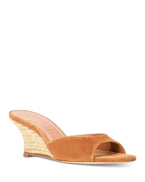Staud Brigitte Suede Wedge Sandals - Tabac Natural