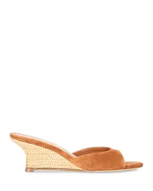 Staud Brigitte Suede Wedge Sandals - Tabac Natural