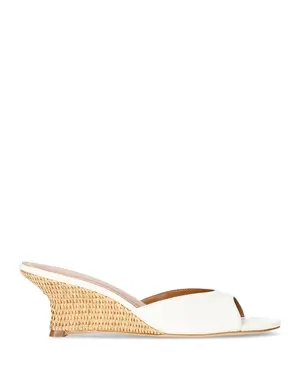 Staud Brigitte Leather Wedge Sandals - Paper Natural