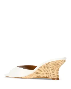 Staud Brigitte Leather Wedge Sandals - Paper Natural