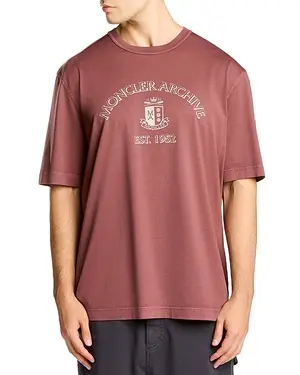 Moncler Short Sleeve Logo Tee - Dark Red