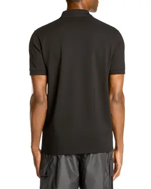 Moncler Short Sleeve Zip Polo Shirt - Black