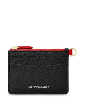 MAISON DE SABRE Leather Zipped Card Pouch - Rouge Noir