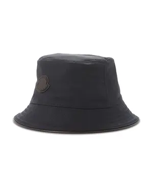 Moncler Logo Cotton Blend Bucket Hat - Navy