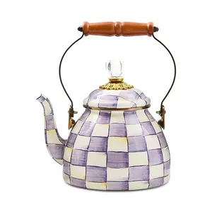 MACKENZIE-CHILDS Violet Check 2 Quart Tea Kettle Violet