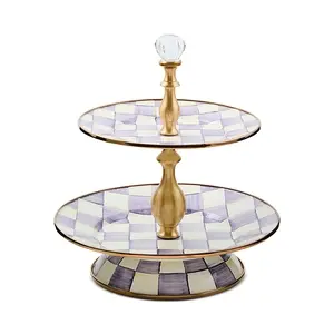 MACKENZIE-CHILDS Check Two Tier Sweet Stand - Violet