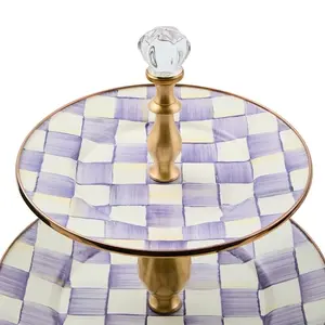 MACKENZIE-CHILDS Check Two Tier Sweet Stand - Violet