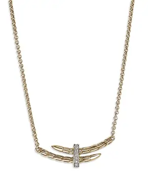 John Hardy 14k Yellow Spear Diamond Bypass Pendant Necklace - Gold