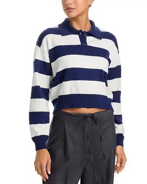 Aqua Striped Knit Sweater - Navy/ivory