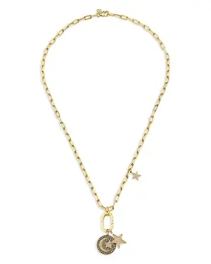 SYDNEY EVAN 14k Yellow Gold Diamond Celestial Star & Moon Pendant Necklace - Black/gold