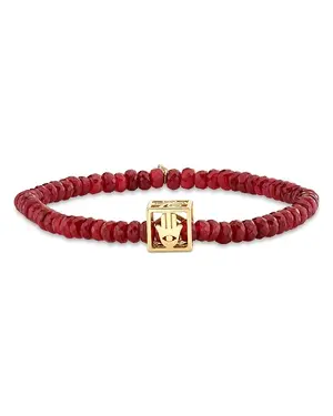 SYDNEY EVAN 14k Yellow Diamond And Ruby Beaded Bracelet - Gold