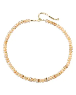 SYDNEY EVAN 14k Yellow Core Sand Moonstone & Diamond Collar Necklace - Gold