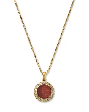 Bloomingdale'S Tiger Eye And Diamond Circle Pendant Necklace In 14k Yellow - Gold