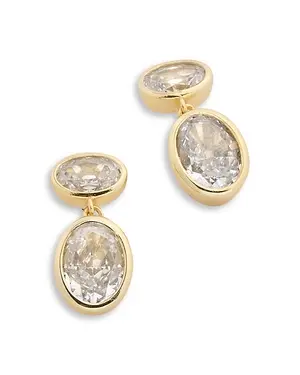 Shashi Oval Bezel Drop Earrings - No Color