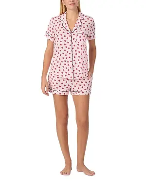 Kate Spade New York Jersey Short Sleeve Boxer Pajama Set - Pink Print