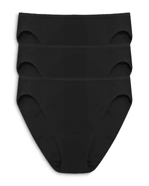 Natori Bliss Bare Cotton Bikini, Pack Of 3 - Black