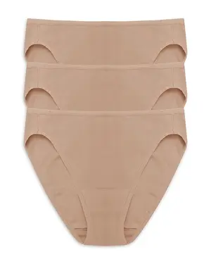 Natori Bliss Bare Cotton Bikini, Pack Of 3 - Cafe