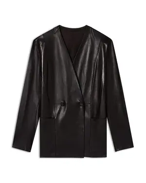 Emporio Armani Leather Double Breasted Jacket
