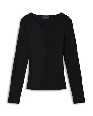 Emporio Armani Ruched Top - Solid Black