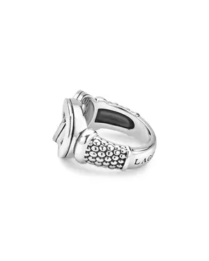 Lagos Sterling Signature Caviar Diamond Interlocking Ring - Silver