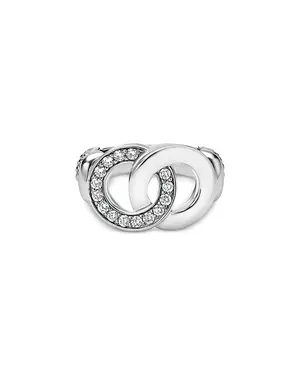 Lagos Sterling Signature Caviar Diamond Interlocking Ring - Silver
