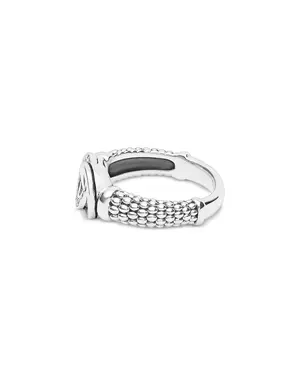 Lagos Sterling Signature Caviar Diamond Interlocking Ring