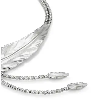 UNODE50 Plated Feather Drop Necklace