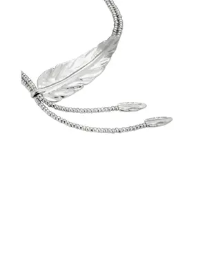 UNODE50 Plated Feather Drop Necklace