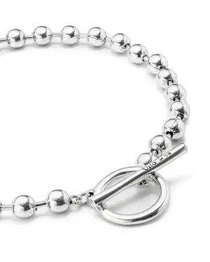 UNODE50 Sterling Plated Beaded Necklace With Logo Clasp
